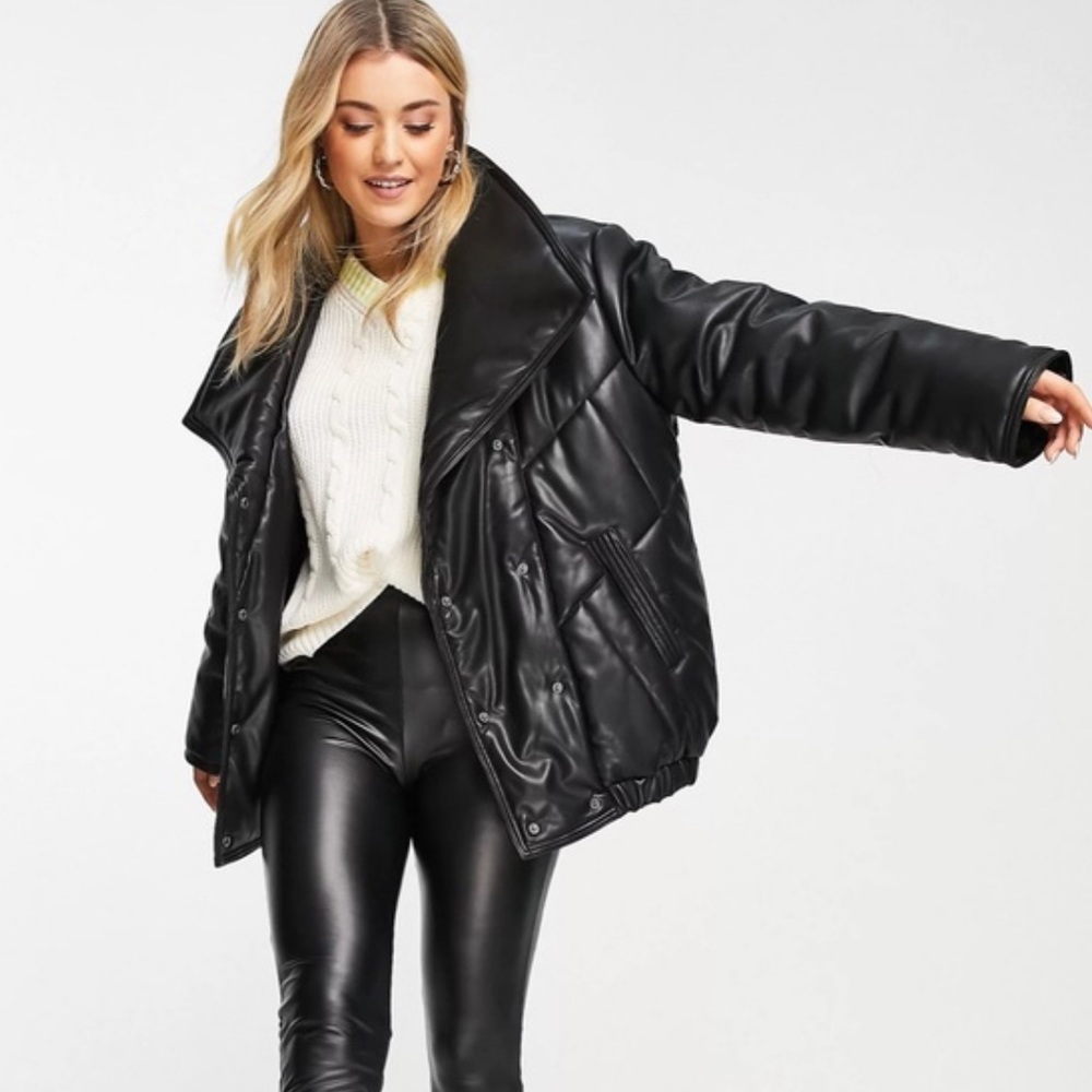 Asos Faux Leather Curve Puffer - Gem